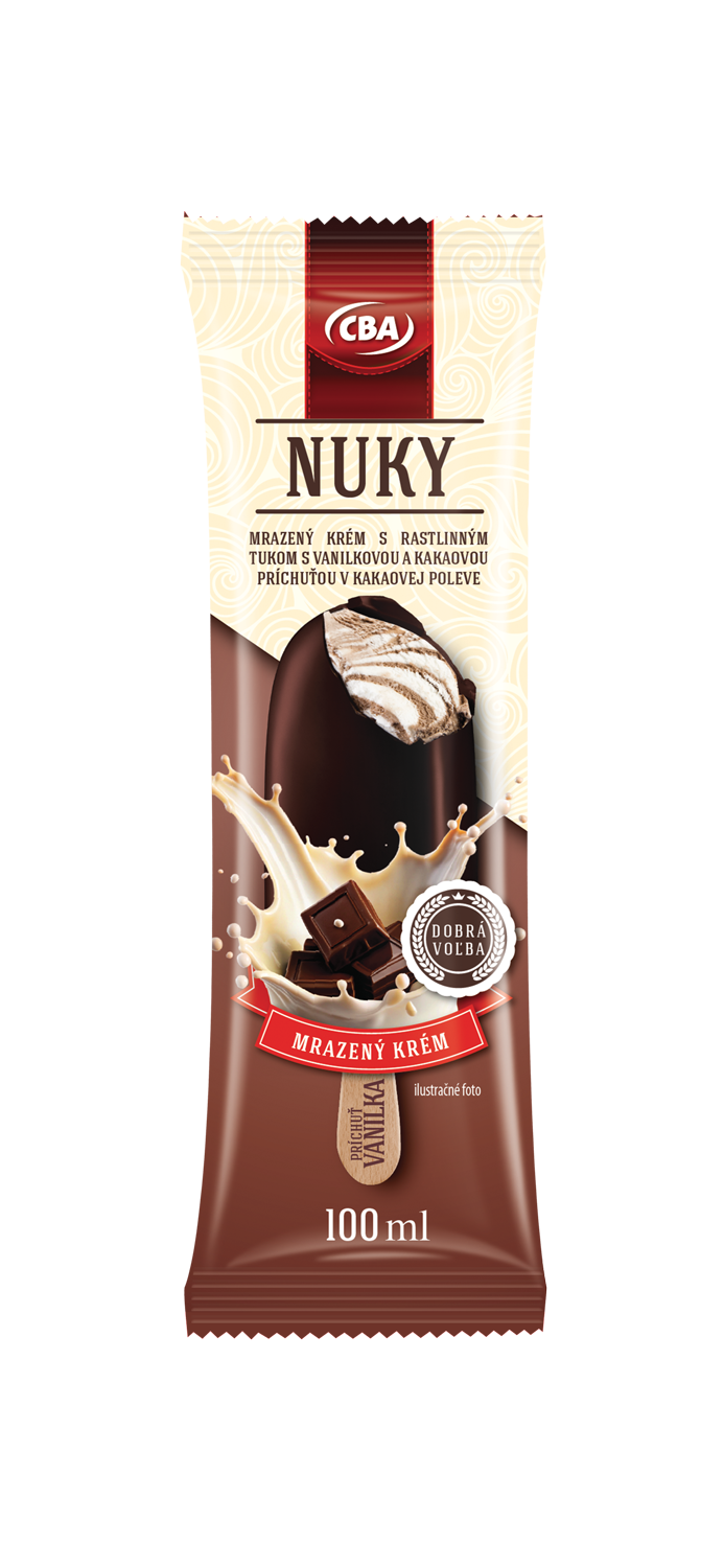 CBA NUKY. Mrazený krém s rastlinným tukom s vanilkovou a kakaovou ...